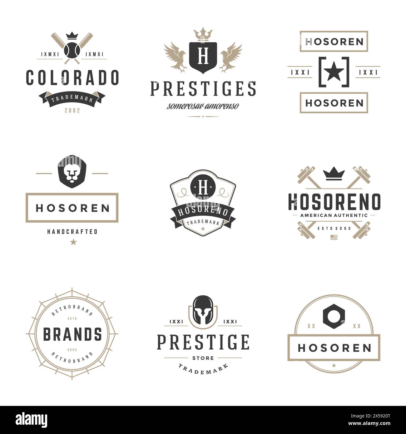 Set Mit Vintage-Logos-Design-Vorlagen. Vektor-Designelemente, Logo-Elemente, Logo-Symbole, Logo ...
