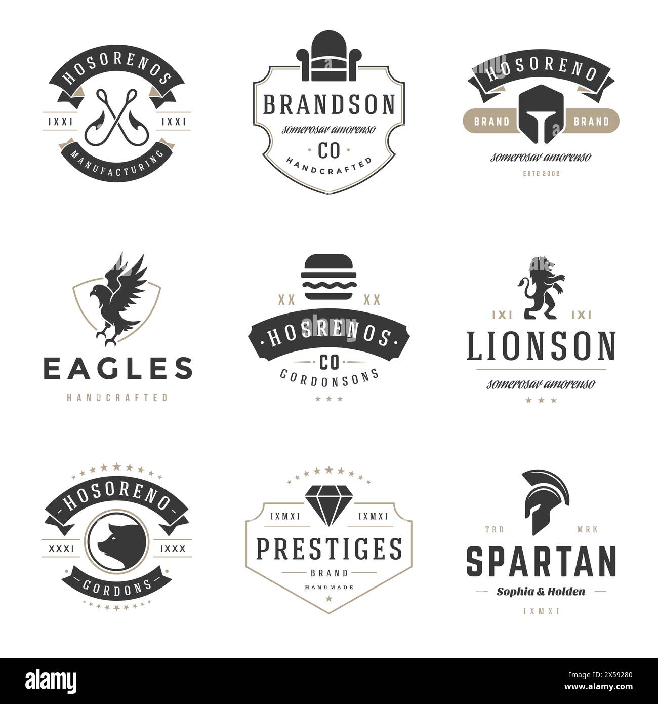 Logo logos symbol symbole symbole etiketten Ausgeschnittene Stockfotos und -bilder - Alamy