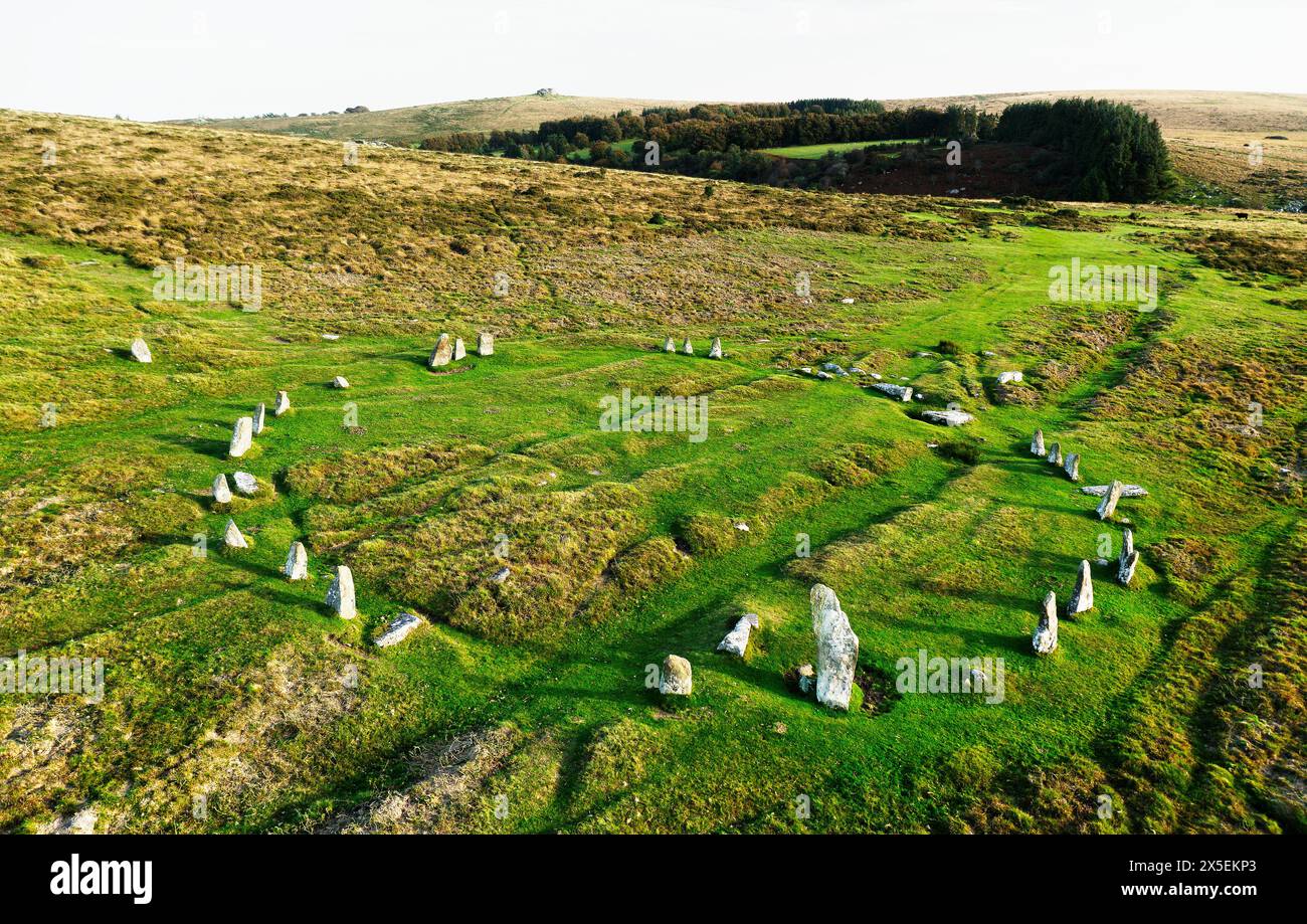 Scorhill Stone Circle, der größte in Devon, alias Gidleigh alias ...