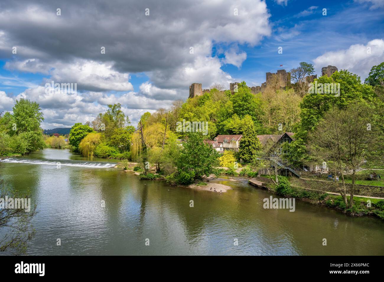 Ausblicke rund um Ludlow Millennium Green am Fluss Teme und der Dinham ...
