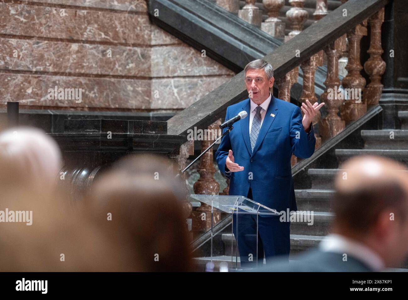 Antwerpen, Belgien. Mai 2024. Der flämische Ministerpräsident Jan Jambon wird am Montag, den 13 ...