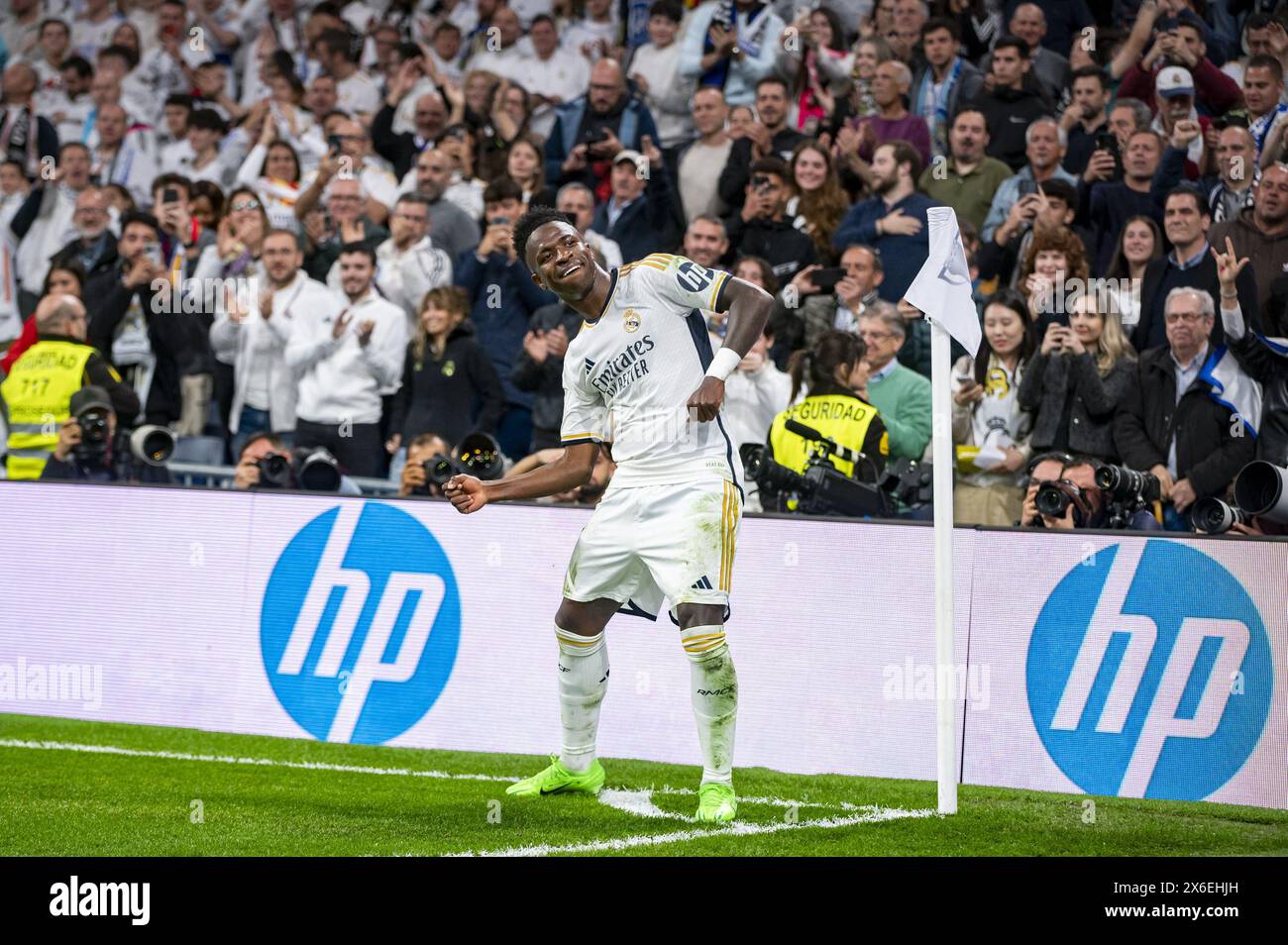 Madrid, Spanien. Mai 2024. MADRID, SPANIEN - 14. MAI: Vinicius Junior von Real Madrid feiert ...