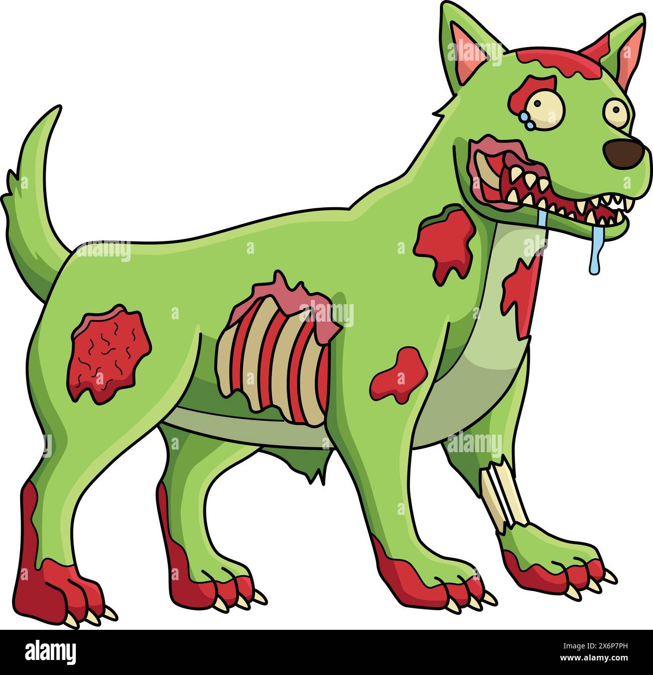 Zombie Hund Cartoon Farbige Clipart Illustration Stock-Vektorgrafik - Alamy