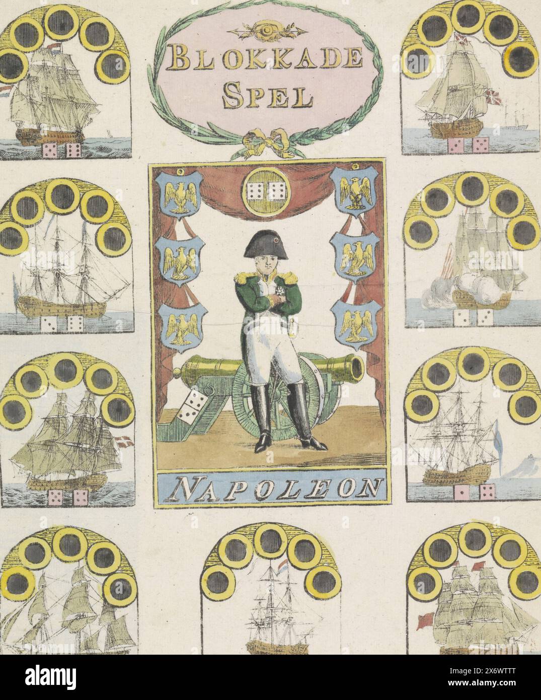 Brettspiel über Napoleons Exil nach Elba, 1814, Blockade Game (Titel ...