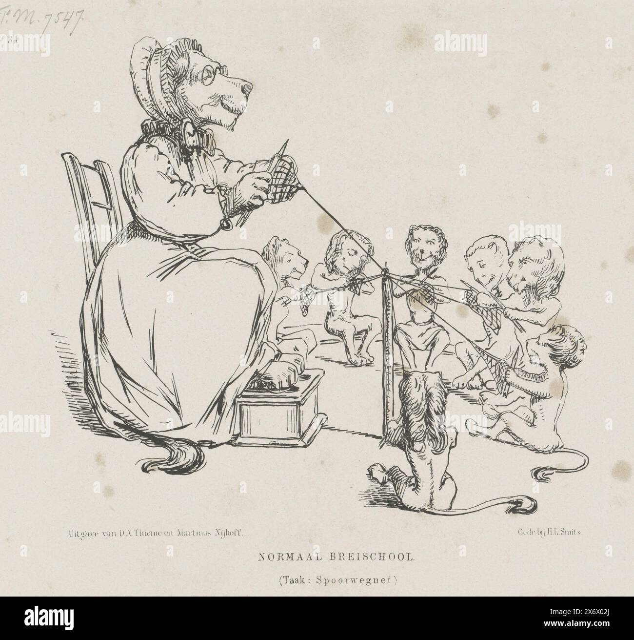 Cartoon on the Construction of Railways, 1860, Normal Knitting School ...