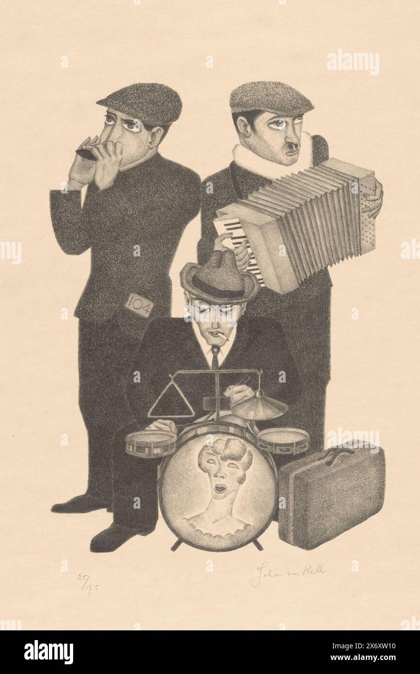Straßenmusiker, ein Ocarina-Spieler, ein Akkordeonist und ein ...