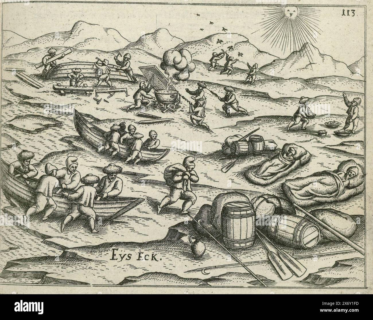 Die Sloops werden aus dem Wasser genommen, 1597, bei IJshoek werden die ...