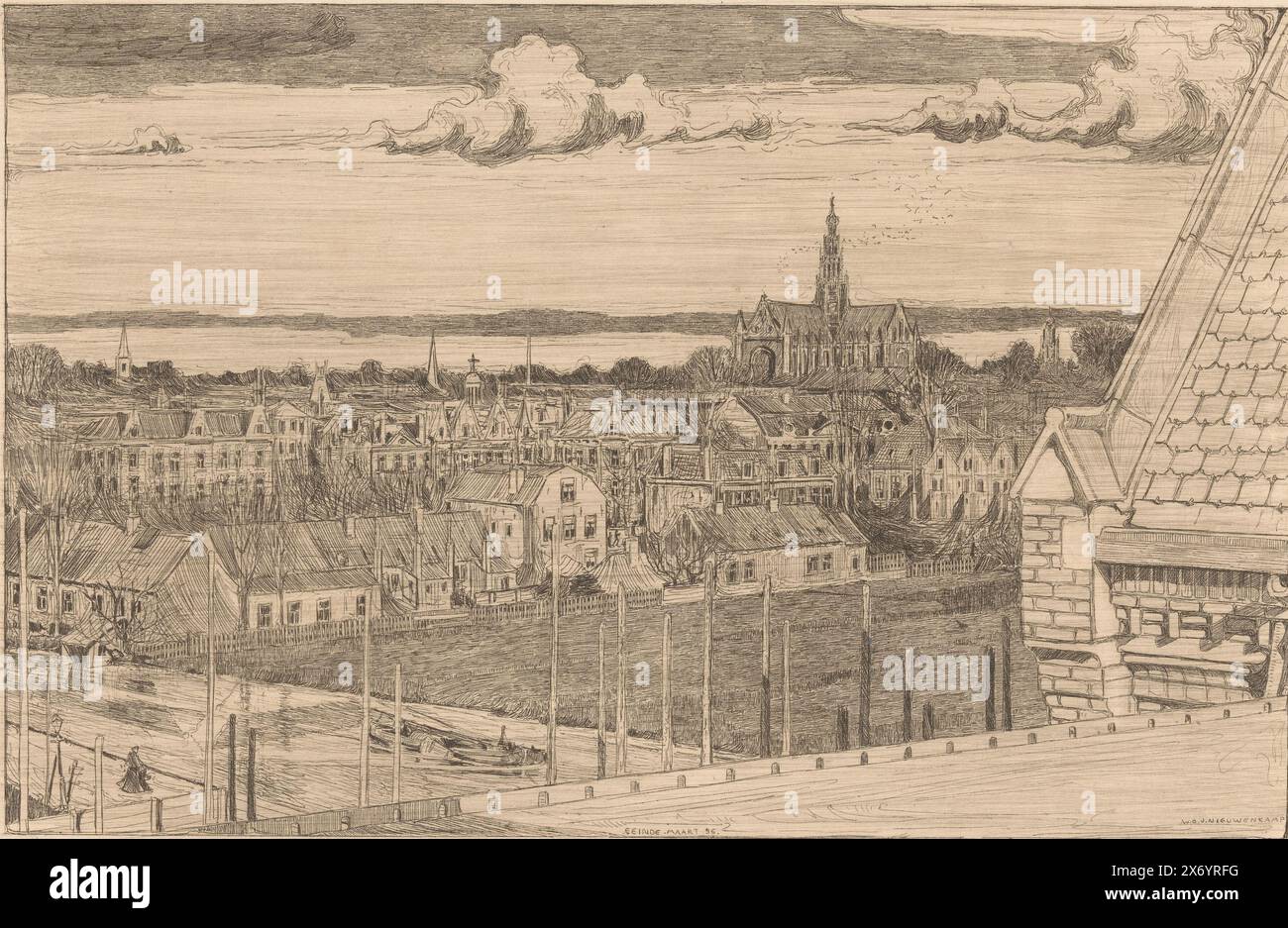 Blick auf Haarlem (Originaltitel), im Vorderteil des Daches des ...