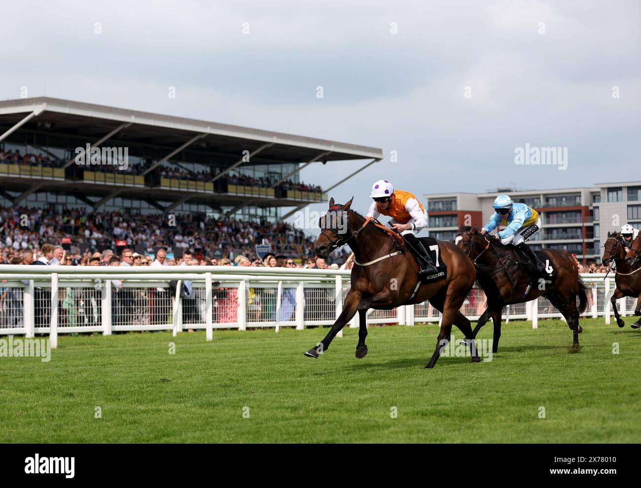 Lethal Levi (links) wurde von Jockey Clifford Lee auf dem Weg zum Sieg des HKJC World Pool ...