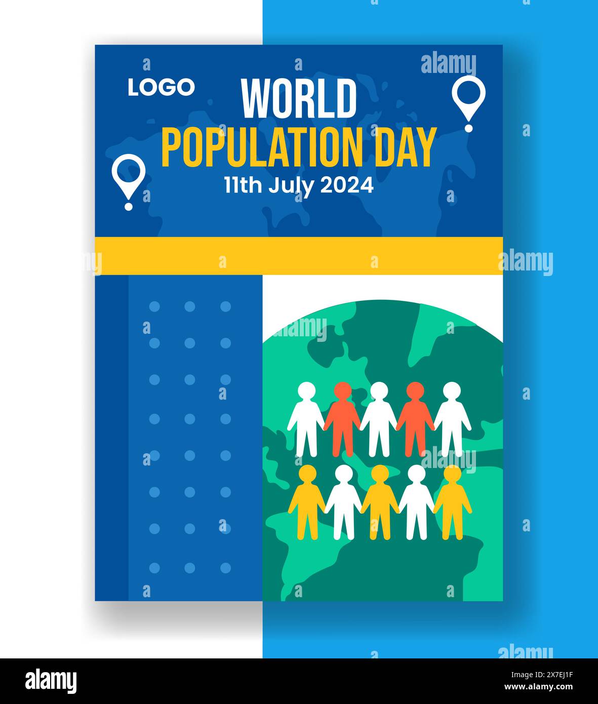 Population Day Vertikales Poster Flat Cartoon Hand Gezeichnet Vorlagen ...