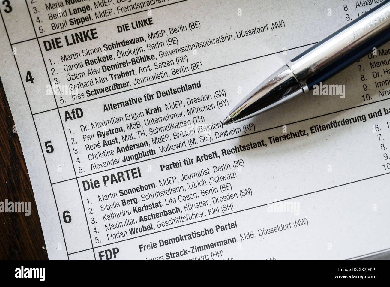 AFD, Kandidaten Maximilian Krah und Petr Bystron, Stimmzettel ... AFD, Kandidaten Maximilian Krah und Petr Bystron, Stimmzettel ...