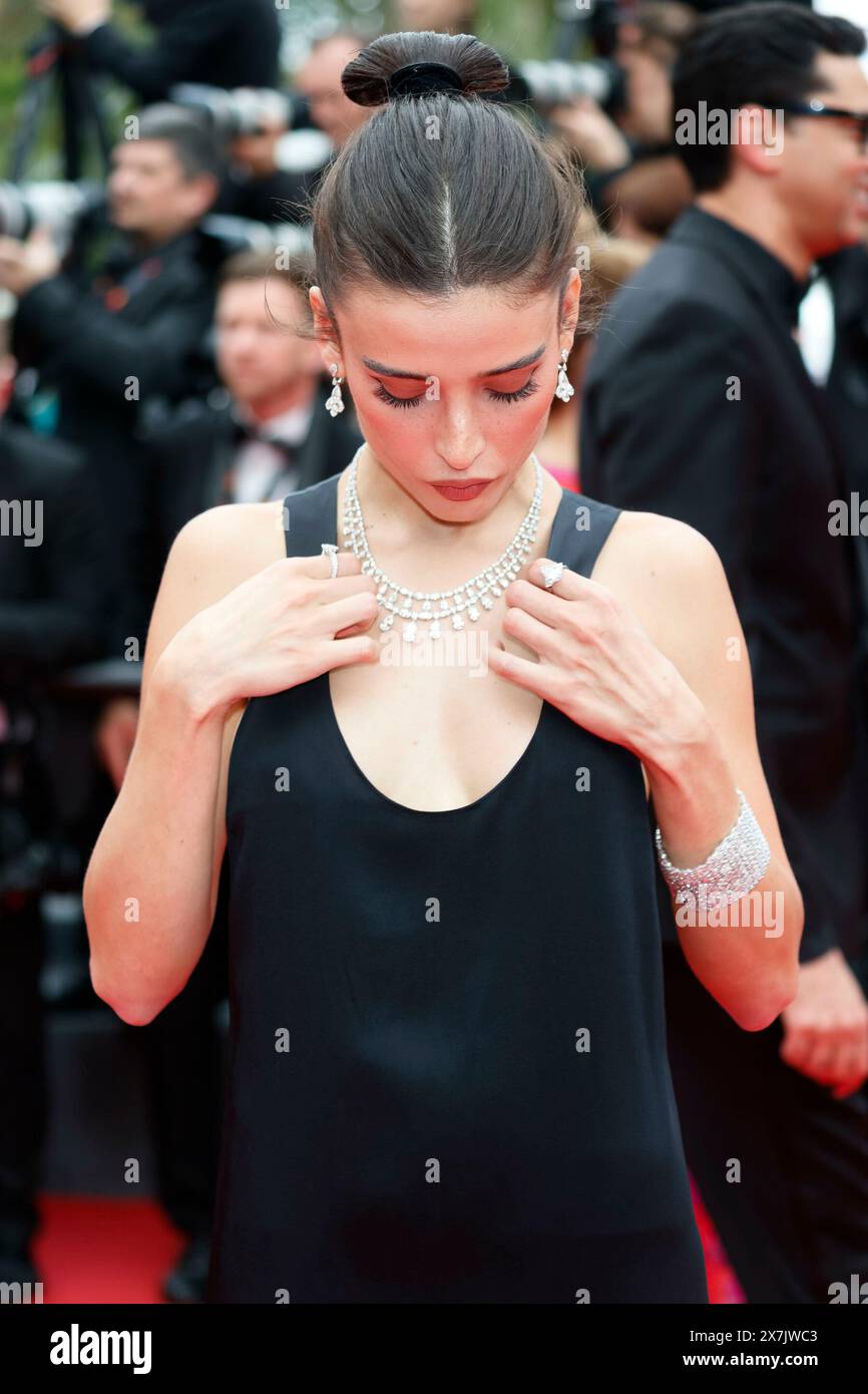 Jeanne Goursaud posiert bei der Premiere von „The Apprentice“ während ...