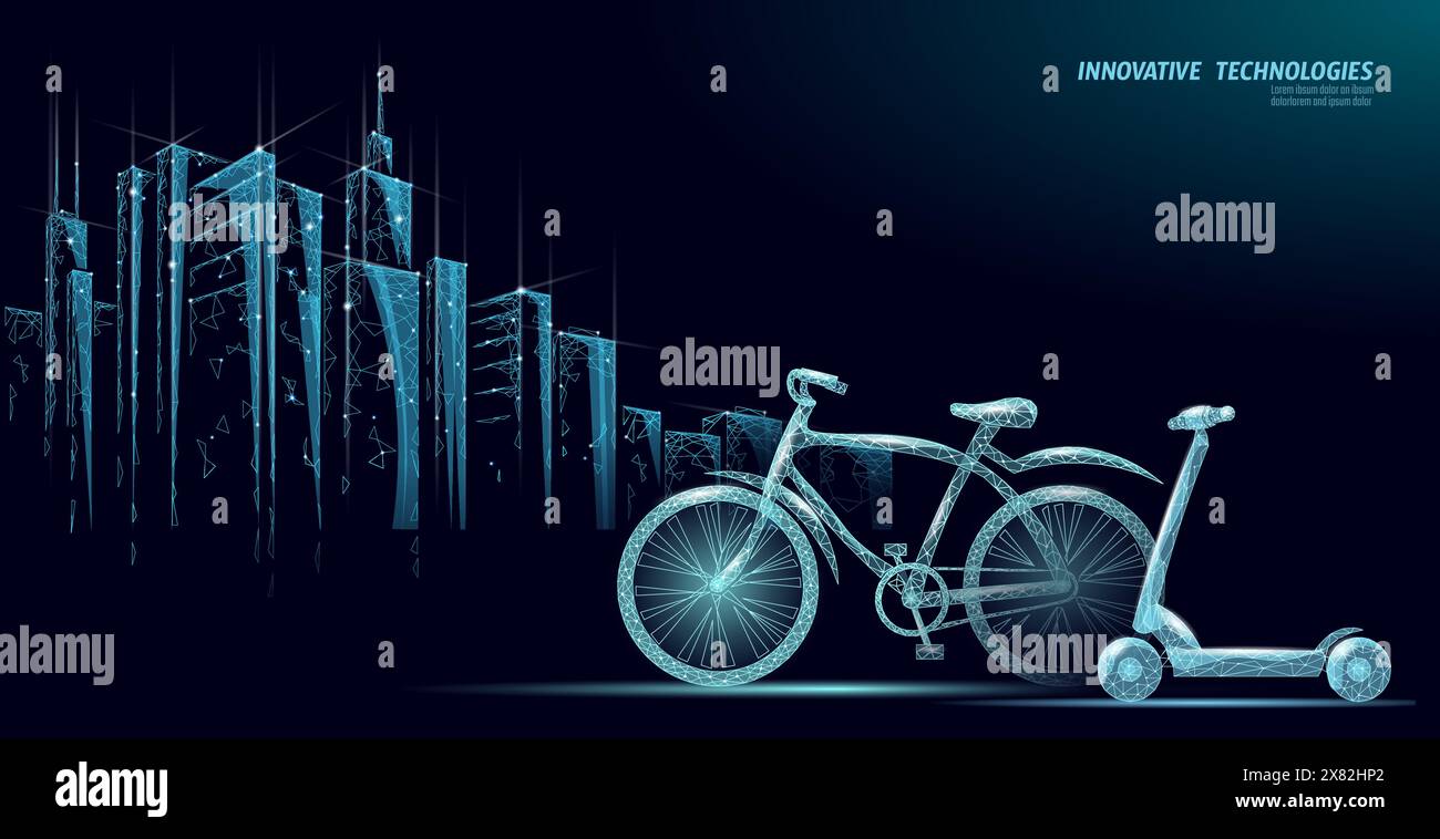 Elektroroller Low-Poly-Design. Eco Mikromobilität Transport Last-Mile ...