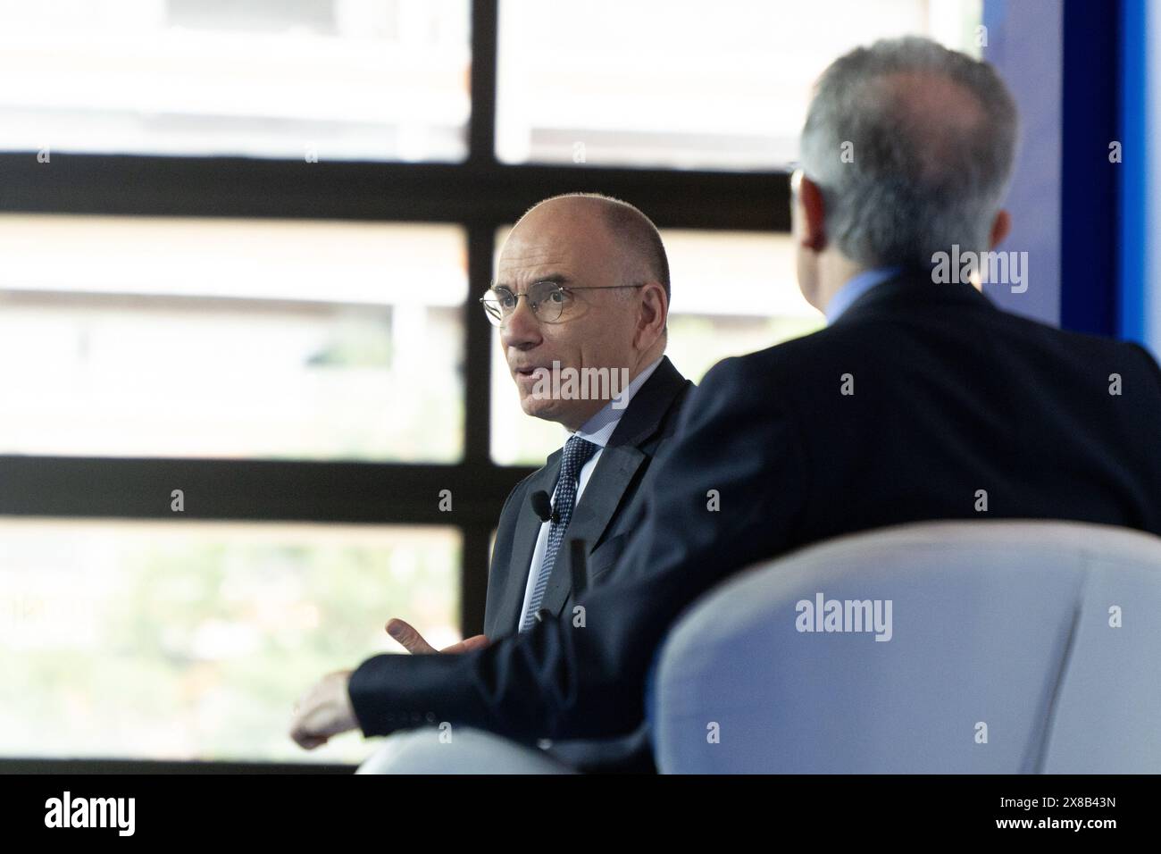 Enrico Letta, ehemaliger Premierminister Italiens, hält einen Vortrag ...