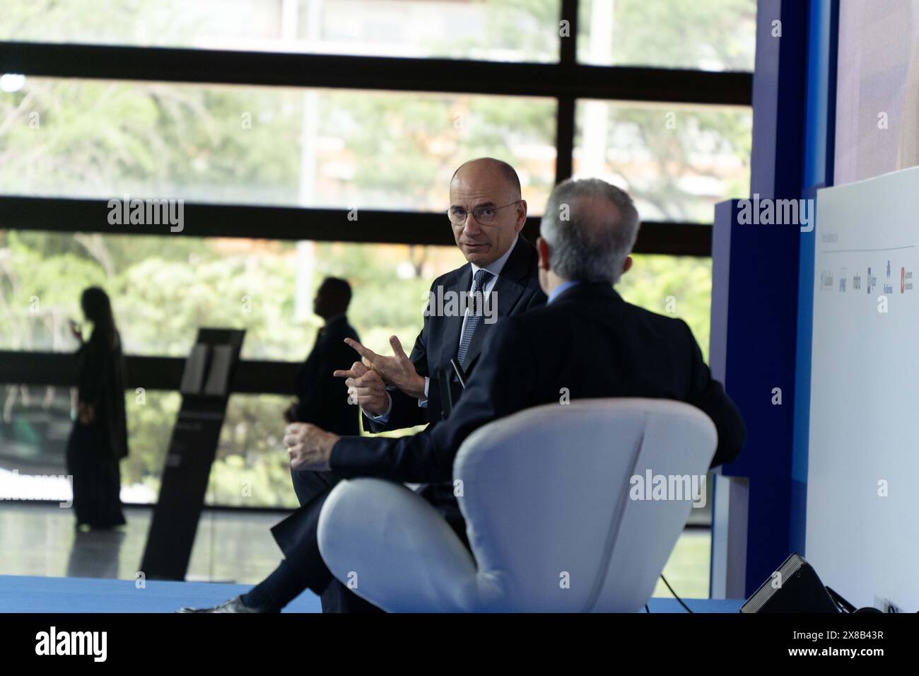 Enrico Letta, ehemaliger Premierminister Italiens, hält einen Vortrag ...