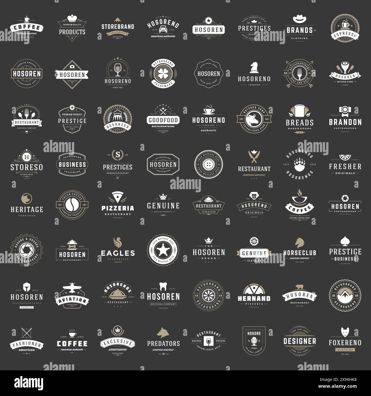 Set Mit Vintage-Logos-Design-Vorlagen. Vektor-Logotypen Elementsammlung ...