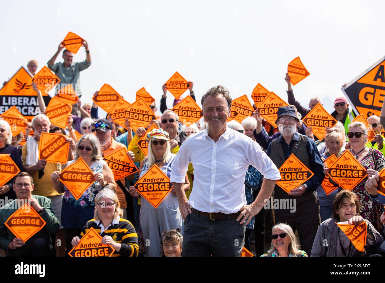 Penzance, Großbritannien. Juni 2024. Andrew George, Kandidat der ...