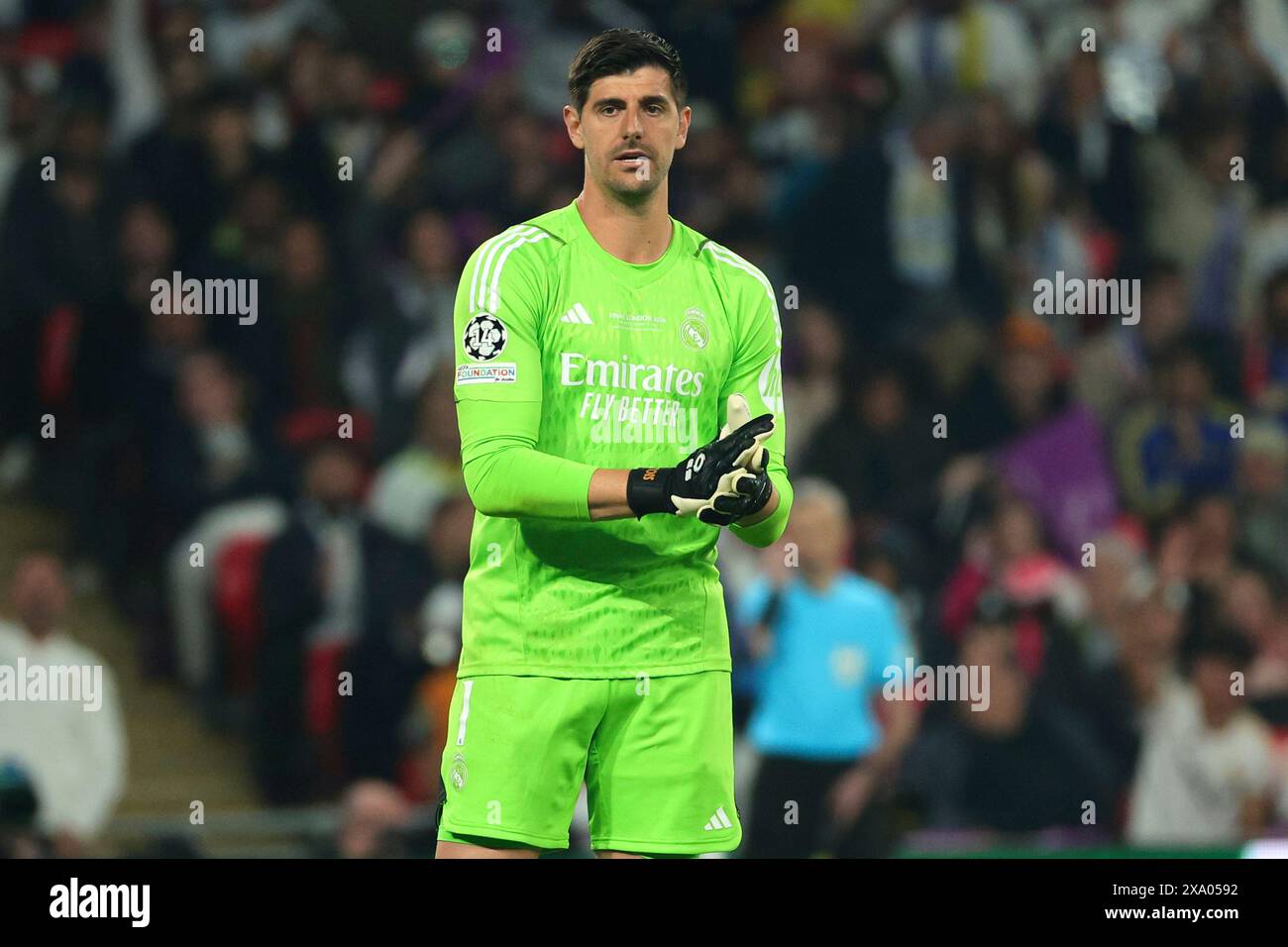 Thibaut Courtois von Real Madrid CF während des Champions-League-Endspiels 2023/2024 zwischen ...