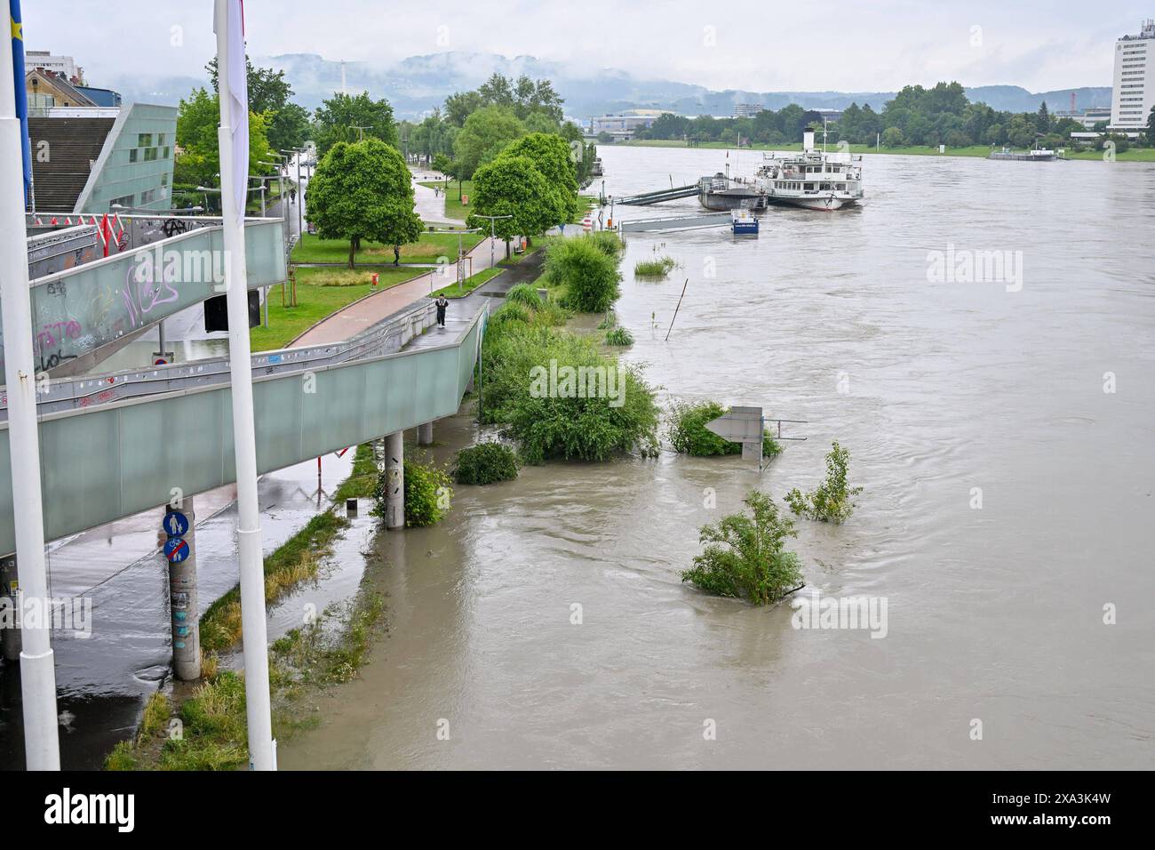 Linz, Urfahr, Hochwasser 04.06.2024, Linz, AUT, Urfahr, Hochwasser, im ...