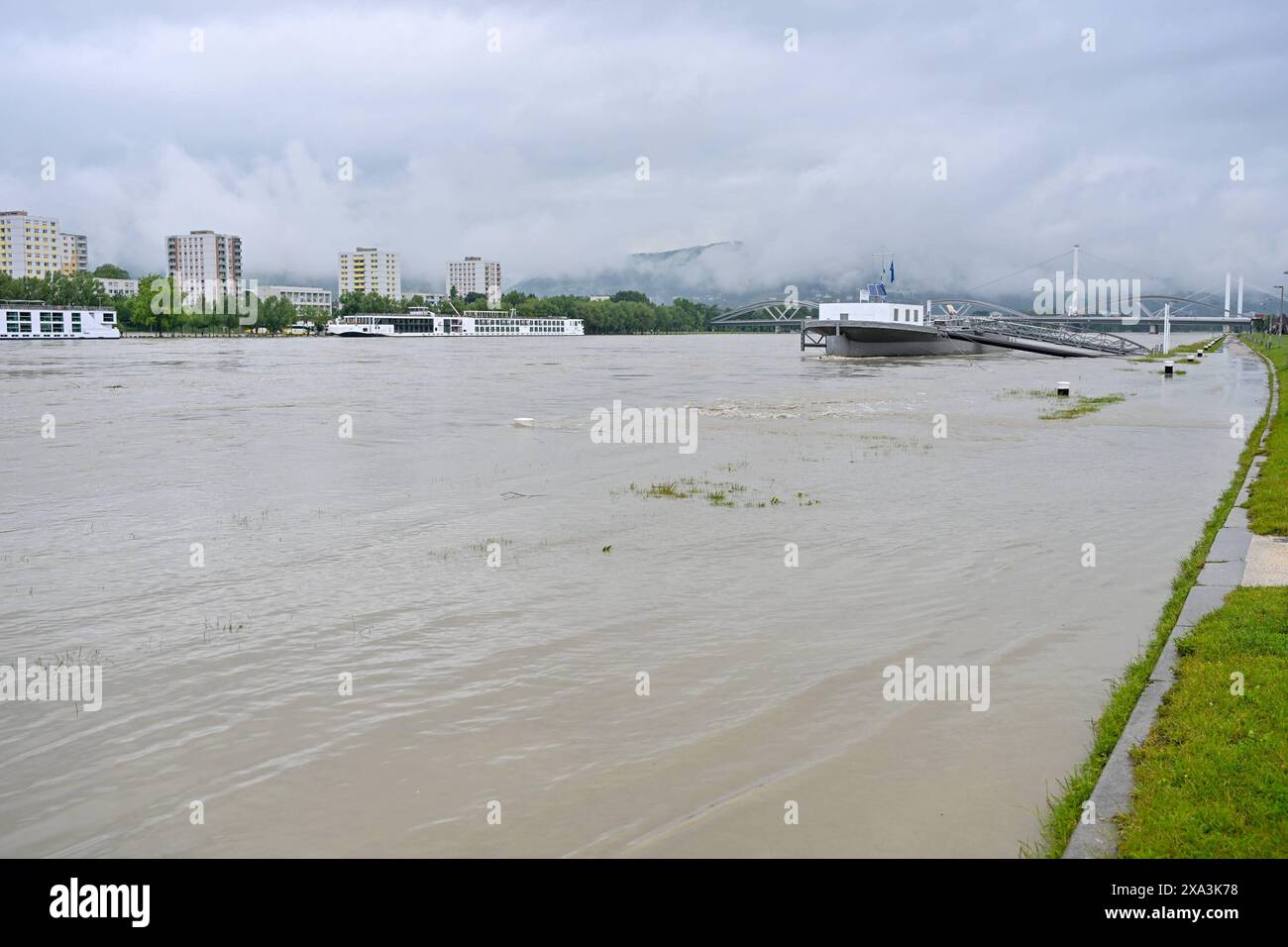 Linz, Urfahr, Hochwasser 04.06.2024, Linz, AUT, Urfahr, Hochwasser, im ...