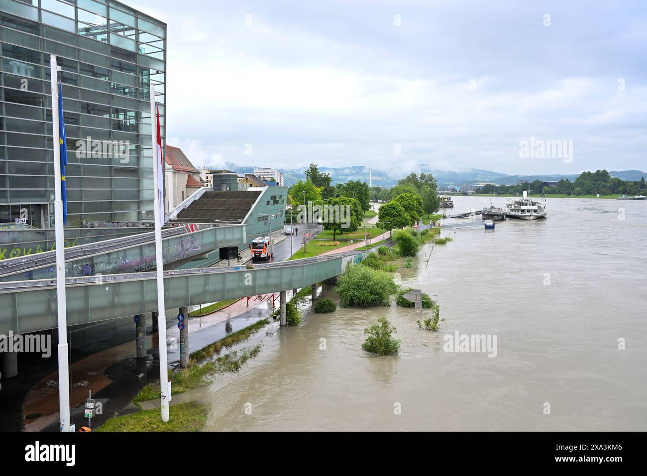 Linz, Urfahr, Hochwasser 04.06.2024, Linz, AUT, Urfahr, Hochwasser, im ...