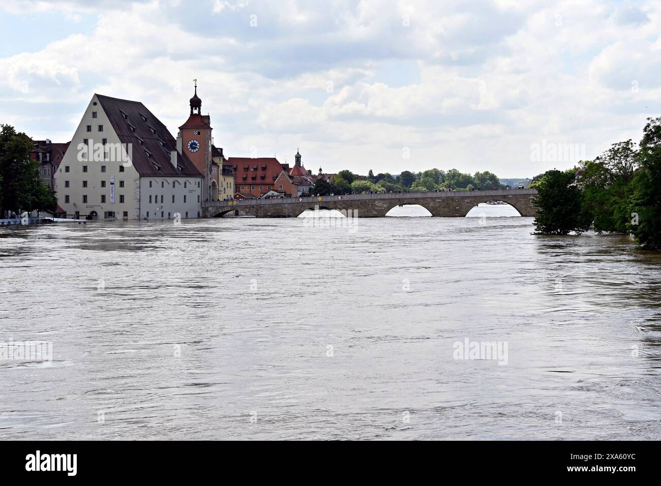 Impression vom Donau-Hochwasser in Regensburg. Aufgrund der angspannten Hochwasserlage hat die ...