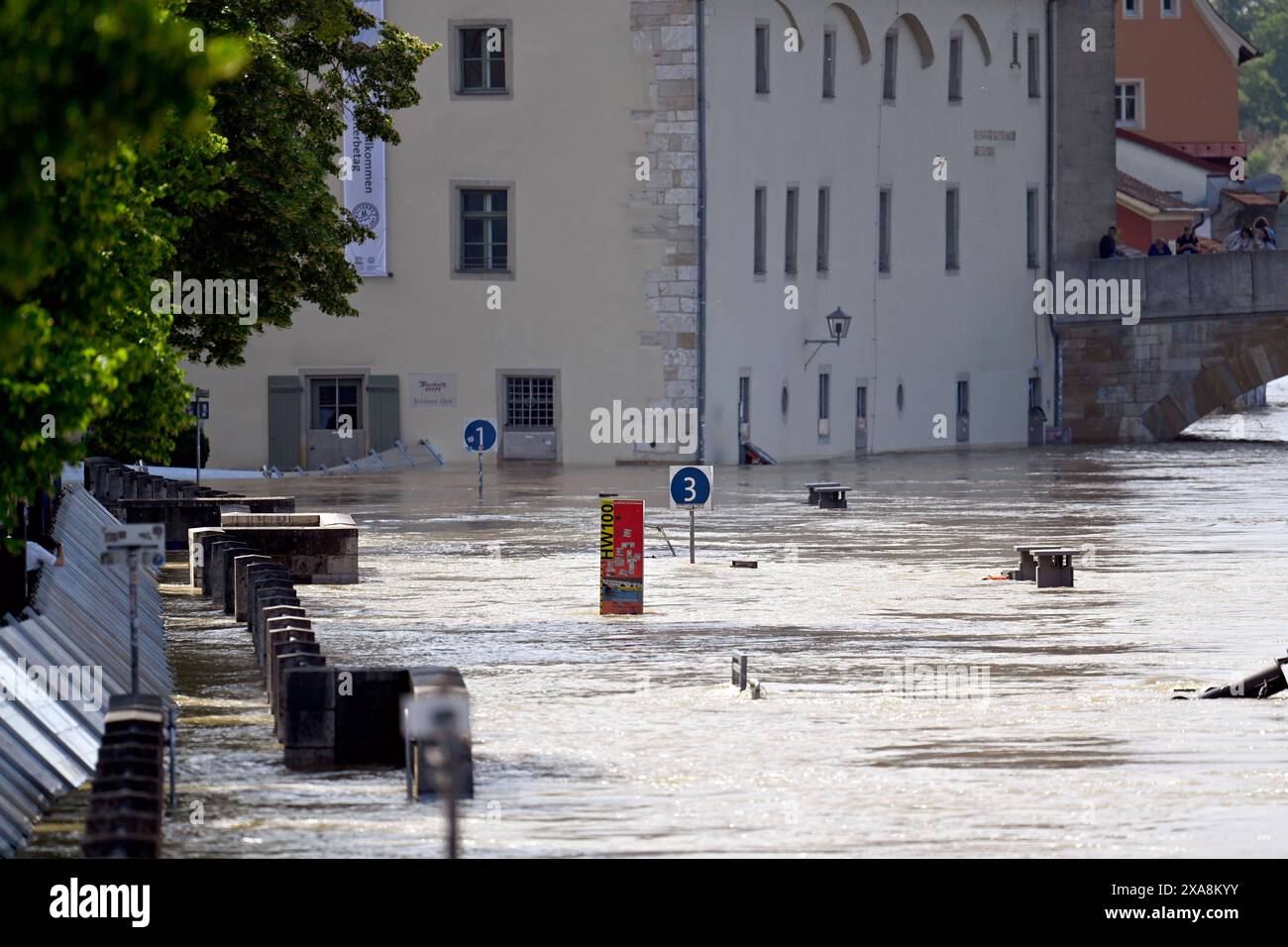Impression vom Donau-Hochwasser in Regensburg. Aufgrund der angspannten Hochwasserlage hat die ...