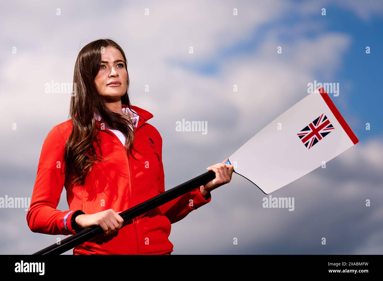 Rebecca Shorten, die Four der Frauen (W4-) während der Ankündigung des ...
