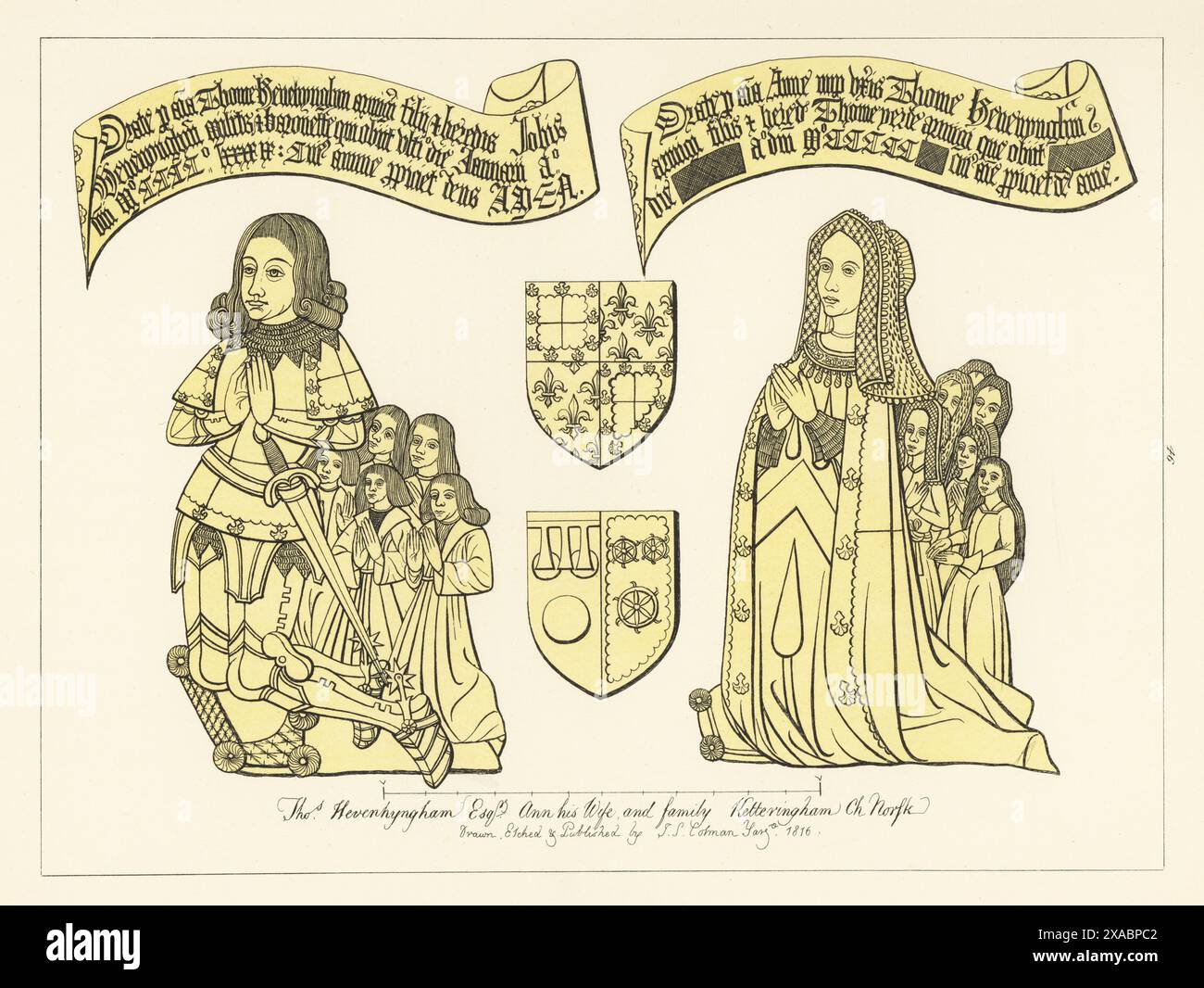 Thomas Heveningham (Hevenyngham) und Ehefrau Anne, 1499. Ritter mit ...