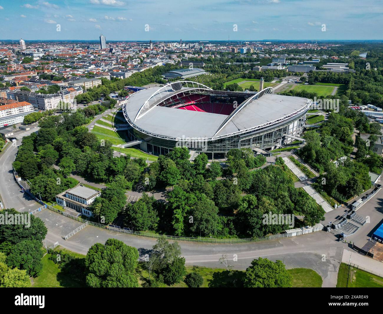 Leipzig, Deutschland. Juni 2024. Blick auf das Leipziger Stadion, auch ...