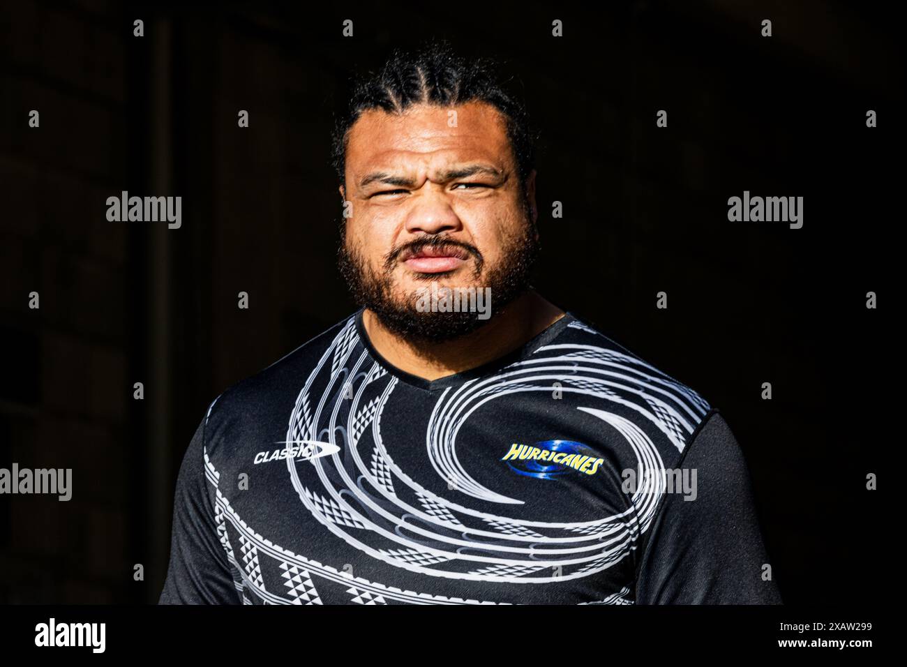 Wellington, Neuseeland, 8. Juni 2024. Hurricanes Tighthead Prop Pasilio ...