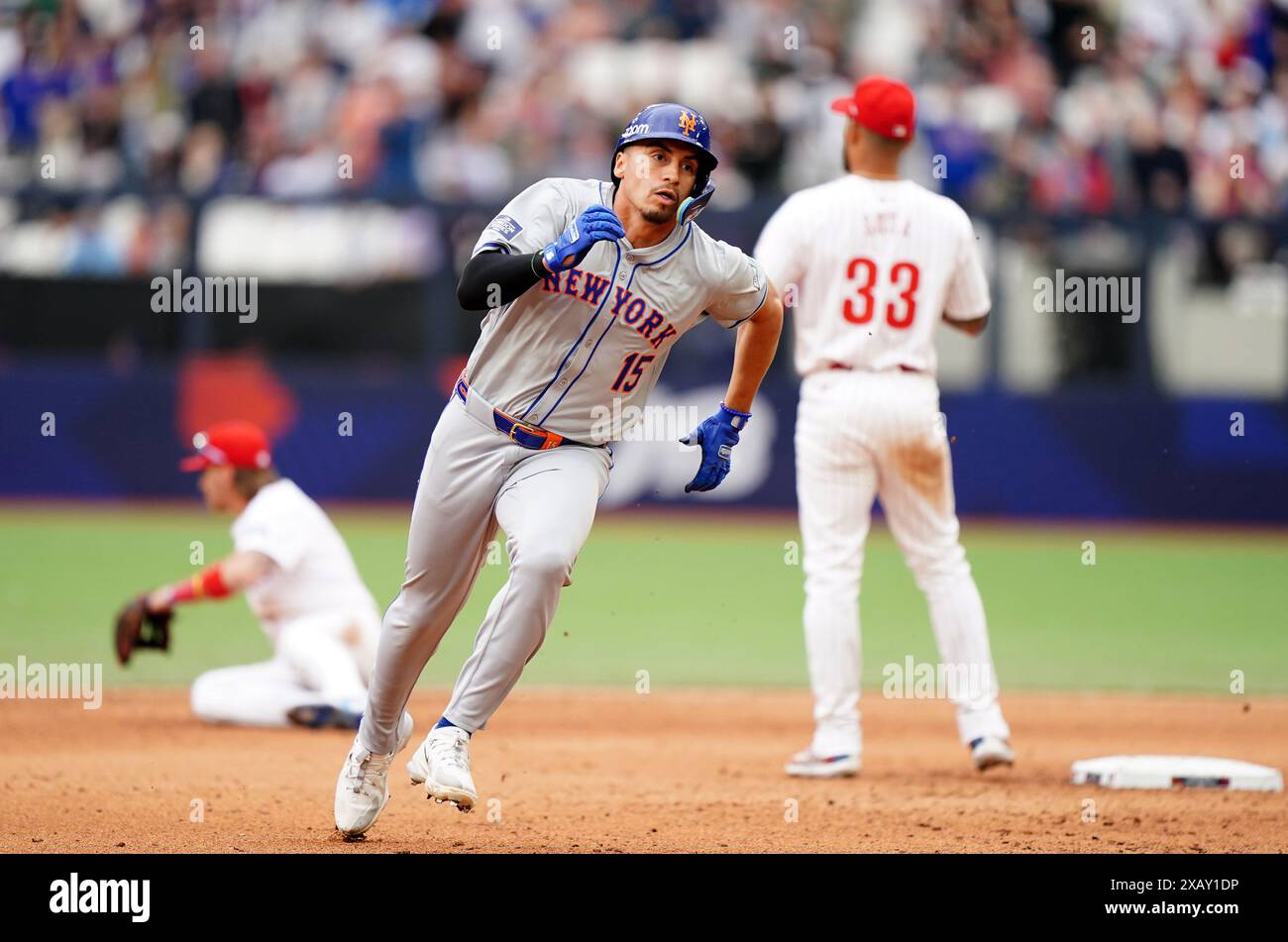 Tyrone Taylor von New York Mets läuft im zweiten Spiel der MLB London Series im London Stadium ...
