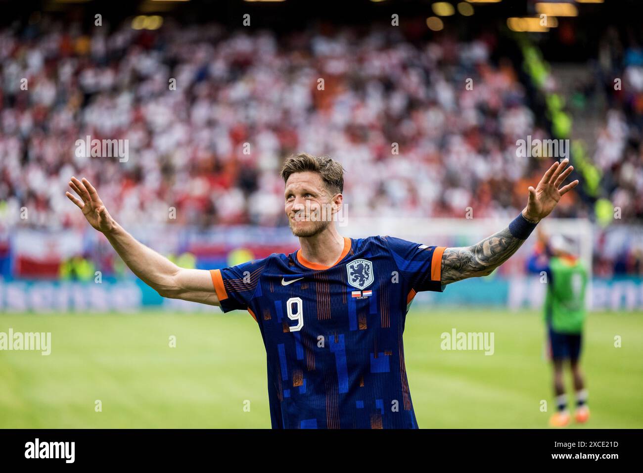 Hamburg, Deutschland. Juni 2024. Spielsieger Wout Weghorst (9) der Niederlande nach dem Spiel ...