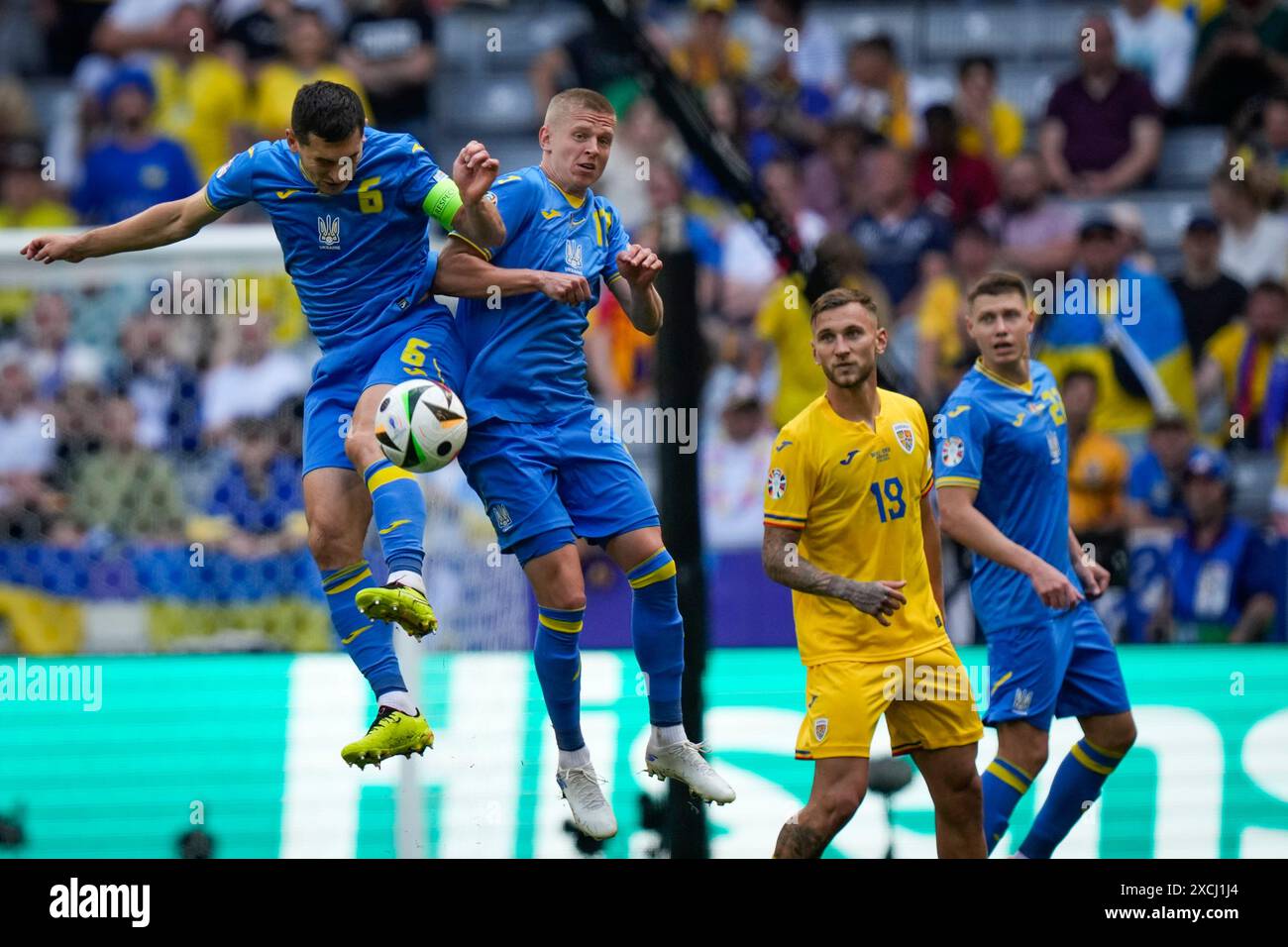 Ukraine's Taras Stepanenko, left, and Ukraine's Oleksandr Zinchenko in action during a Group E ...