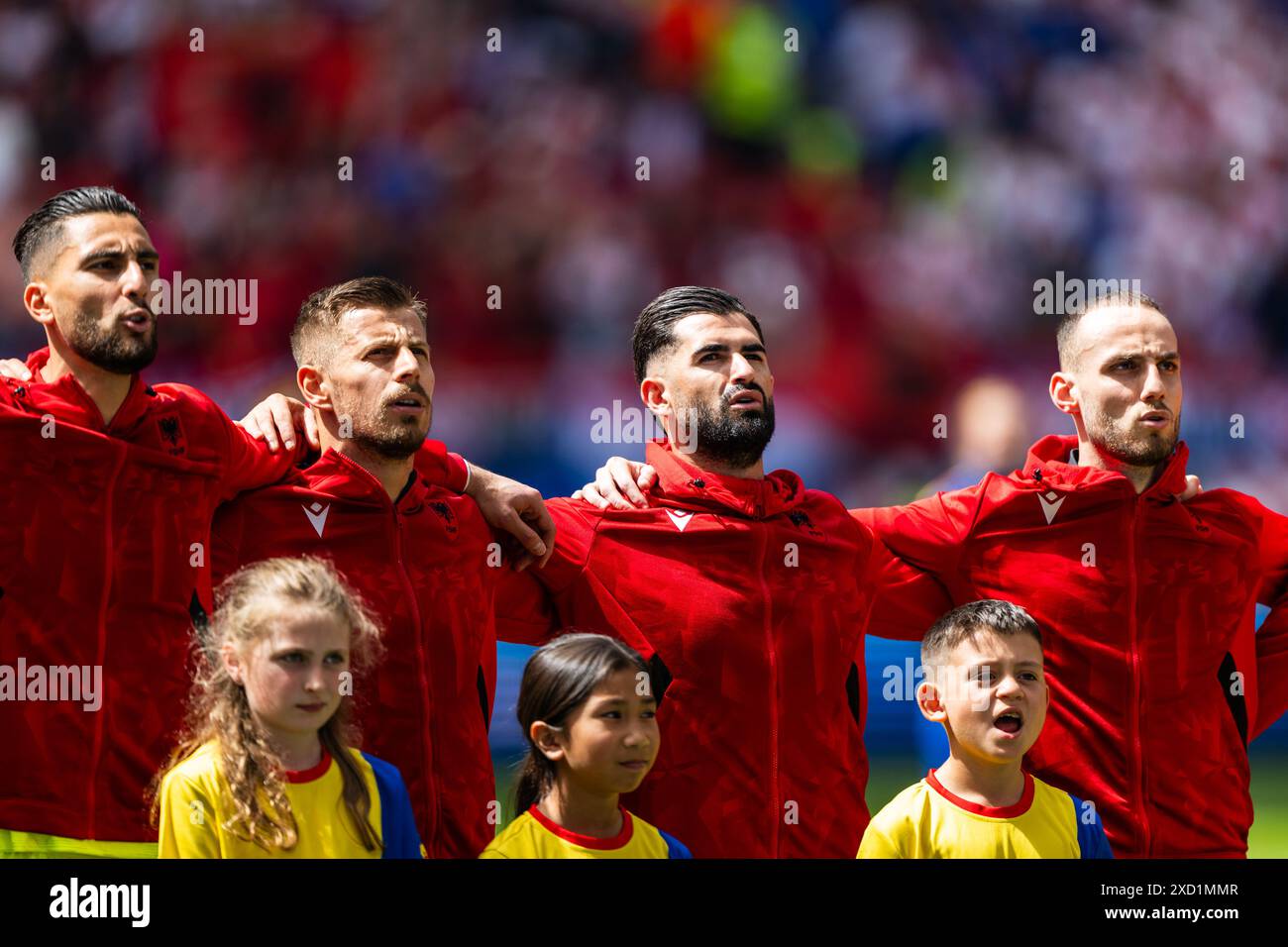 Hamburg, Deutschland. Juni 2024. Die Spieler Albaniens sahen während ...