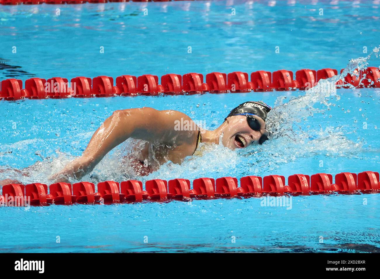 June 19, 2024, Indianapolis, Indiana, USA: Katie Ledecky swims in the women's 1500 meter ...