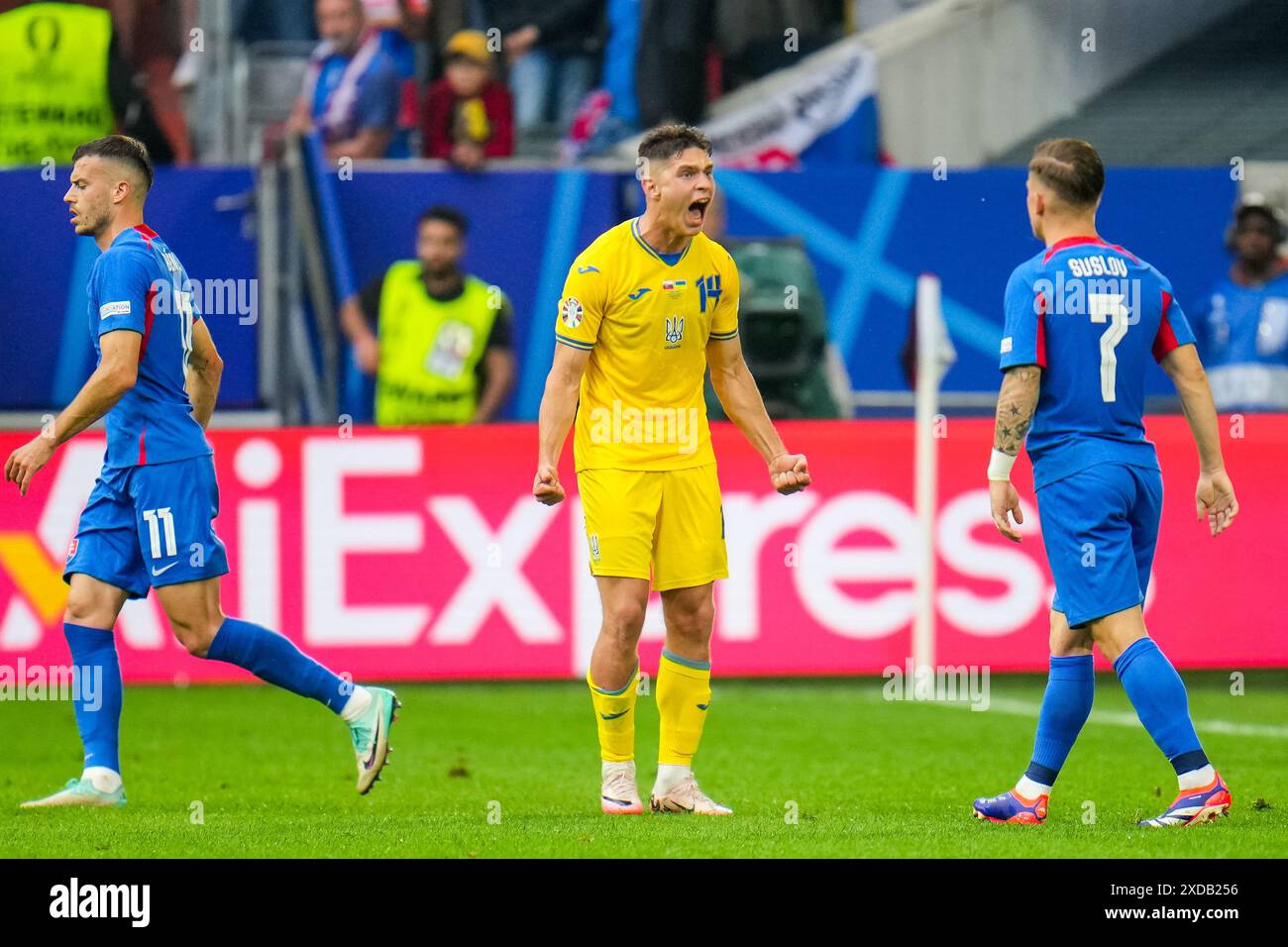 DÜSSELDORF, DEUTSCHLAND - 21. JUNI: Georgiy Sudakov (Ukraine) reagiert ...