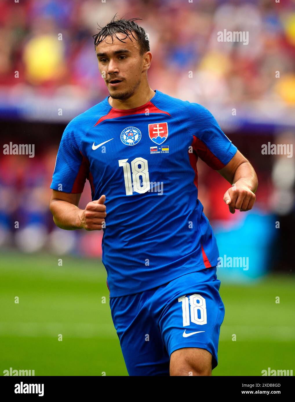 Der Slowakei David Strelec während des Gruppenspiels der UEFA Euro 2024 ...