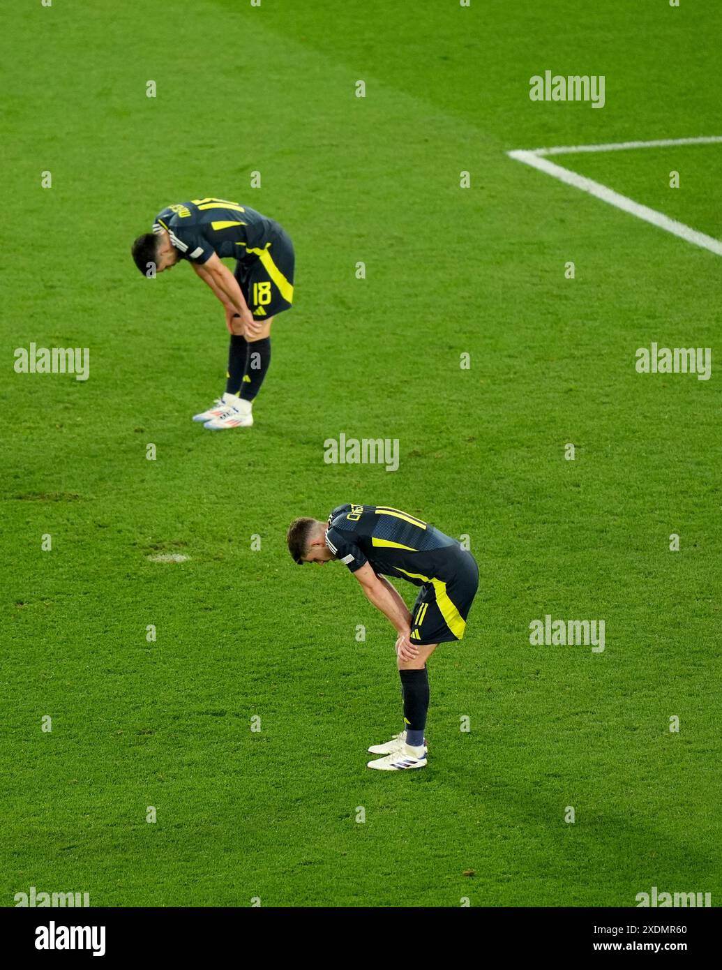 Schottlands Lewis Morgan (TOP) und Ryan Christie zeigen ihre ...