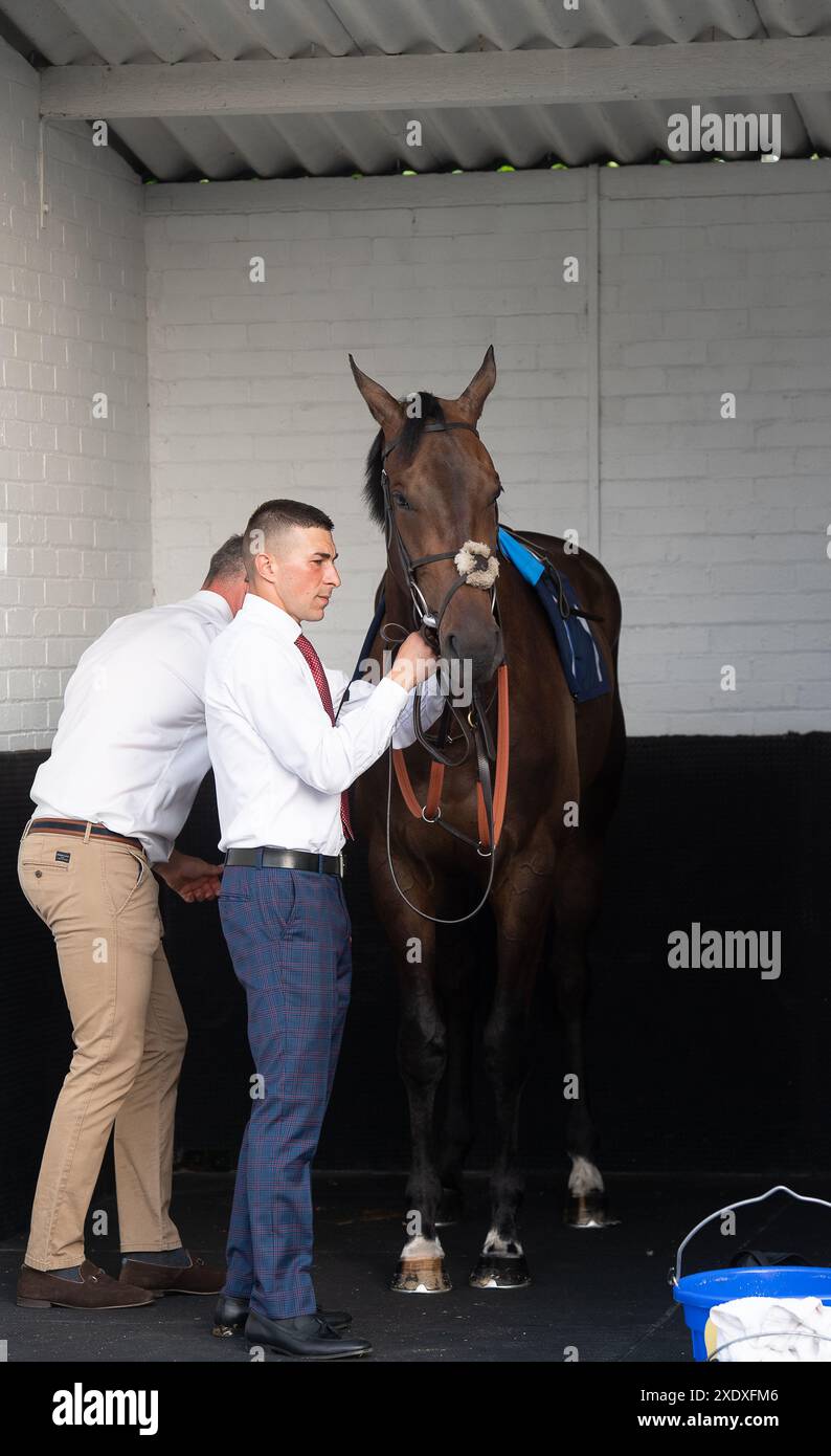 Windsor, Großbritannien. Juni 2024. Das Pferd erreicht im Pre-Parade ...