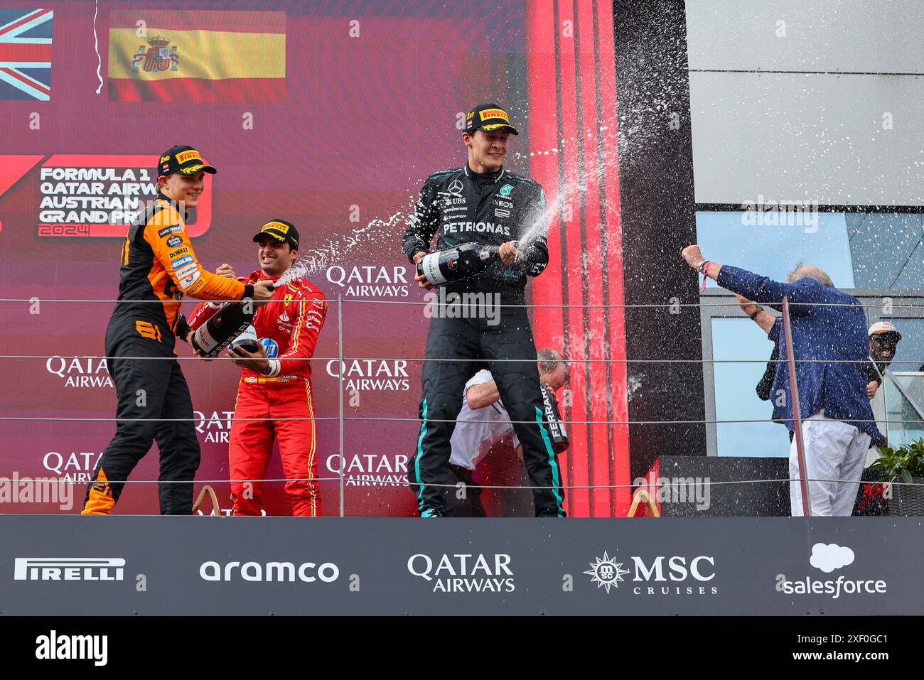 Podium des Formel-1-Rennens Qatar Airways Grand Prix 2024 von ...