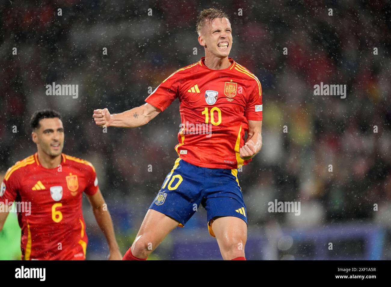 Der Spanier Dani Olmo feiert, nachdem er bei der UEFA Euro 2024 im ...