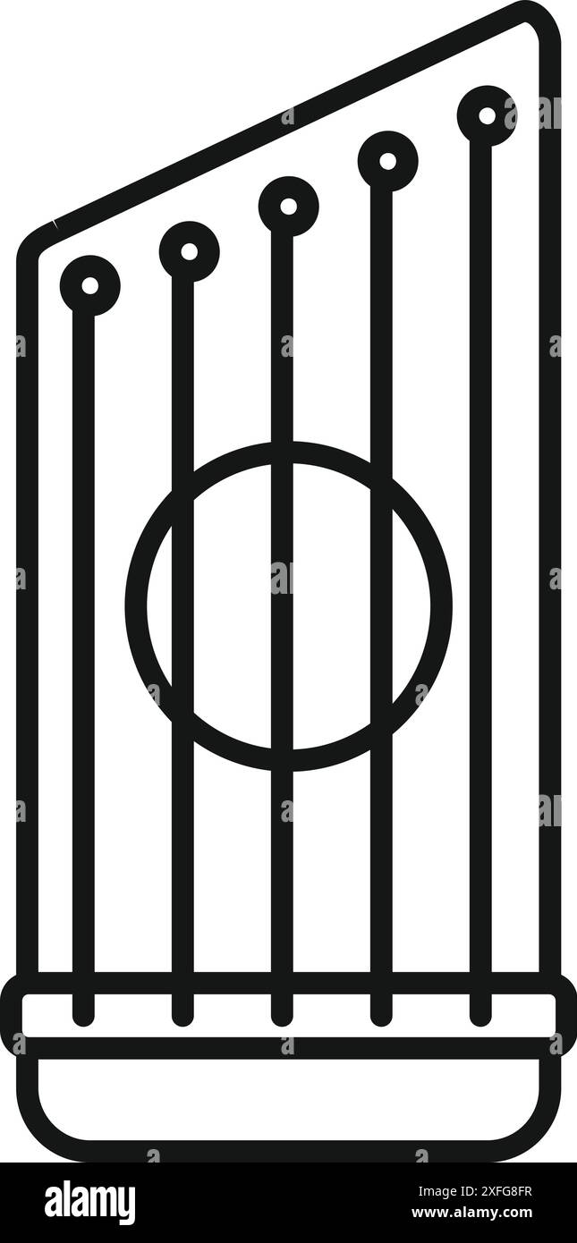 Linienzeichnung einer Leier, ein Saiteninstrument, das im antiken ...