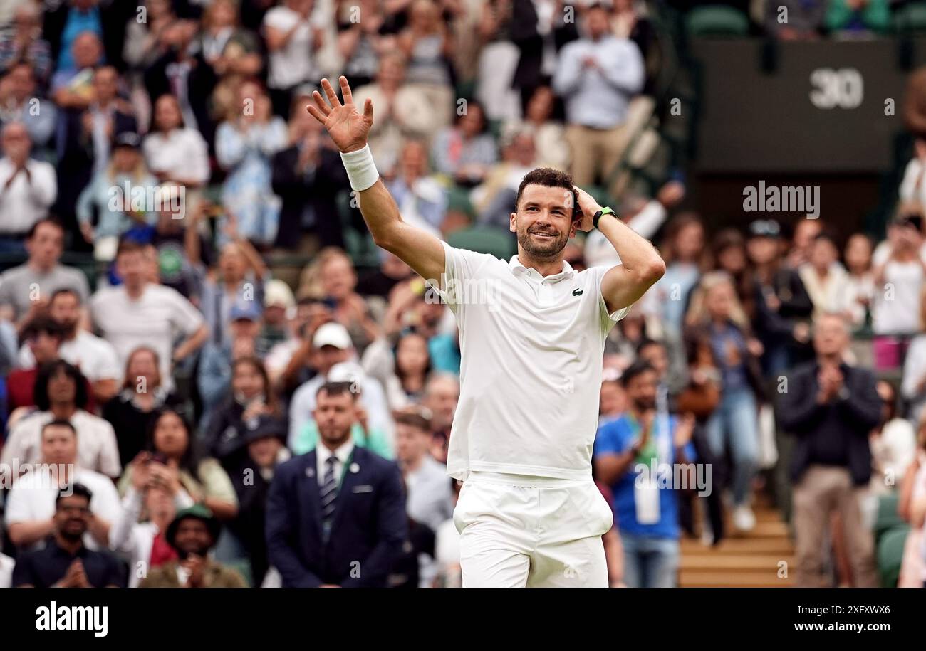 Grigor Dimitrov feiert den Sieg über Gael Monfils am fünften Tag der ...