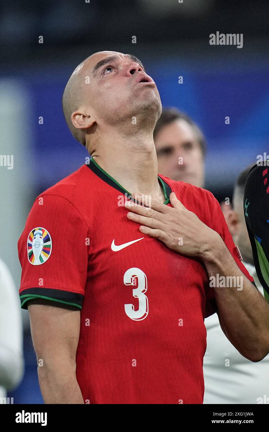 Hamburg. Juli 2024. Pepe von Portugal reagiert auf das Viertelfinale ...