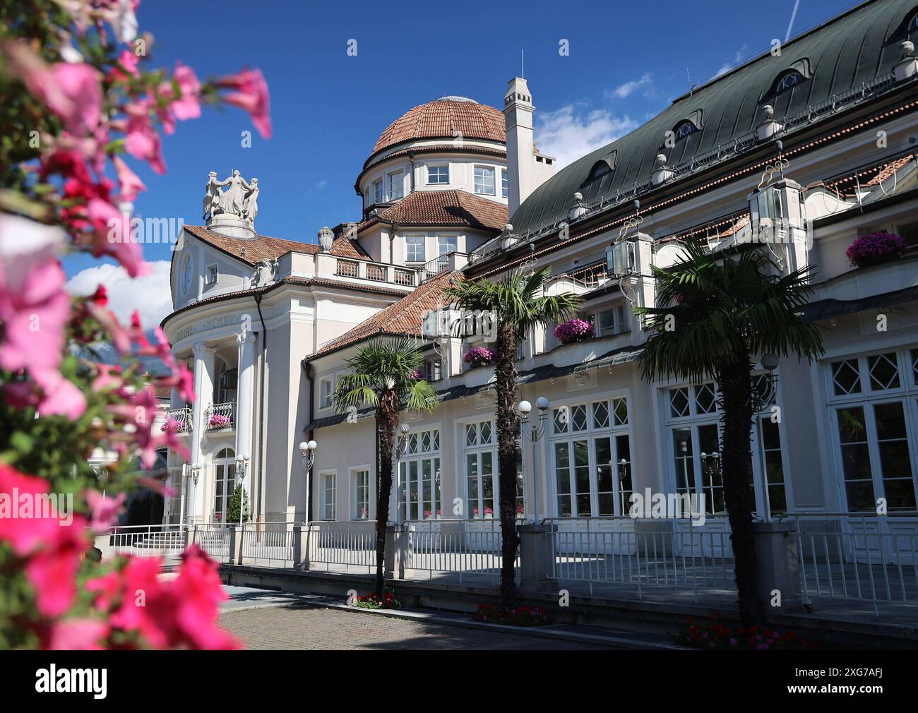 Meran, Südtirol, Italien 05. Juli 2024: Hier der Blick in Meran, Meran ...
