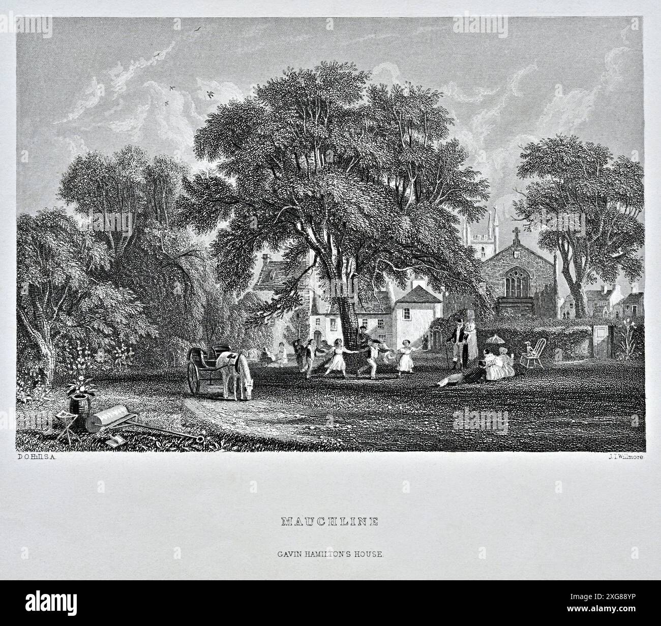 Gavin Hamiltons Haus in Mauchline, Ayrshire, Schottland, Vintage Stich ...