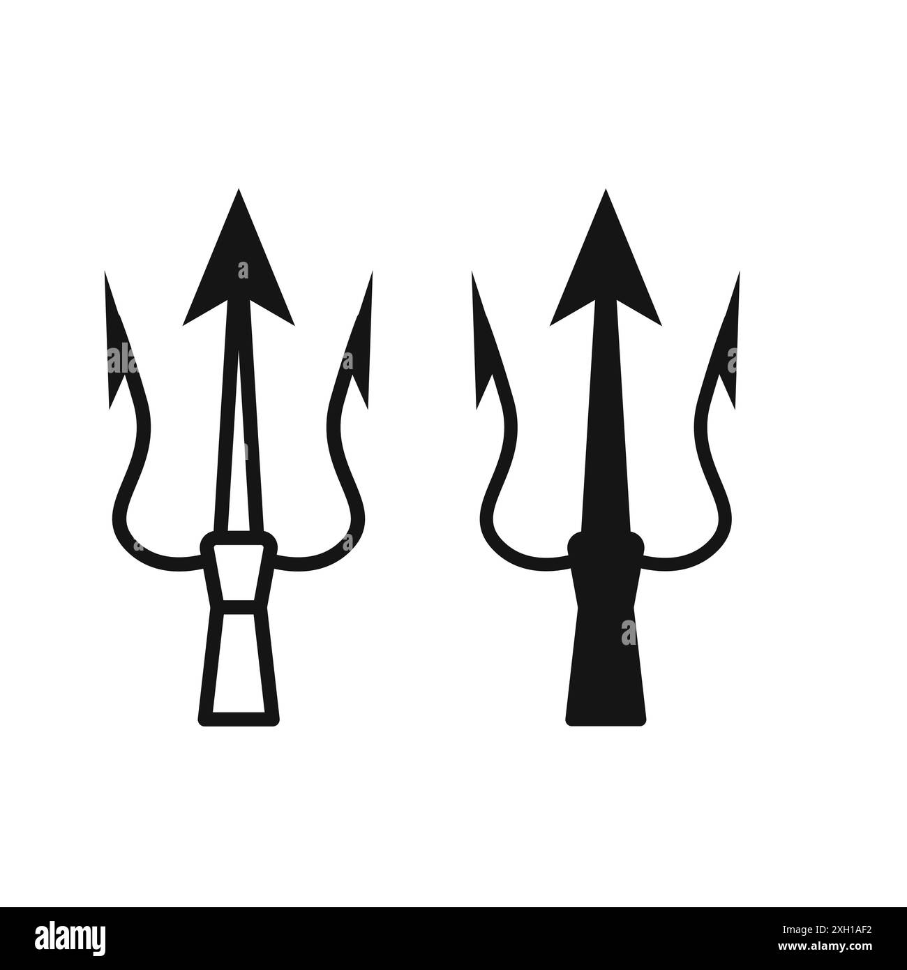 trident und poseidon Icon Logo Zeichen Vektorumriss in schwarz-weiß ...