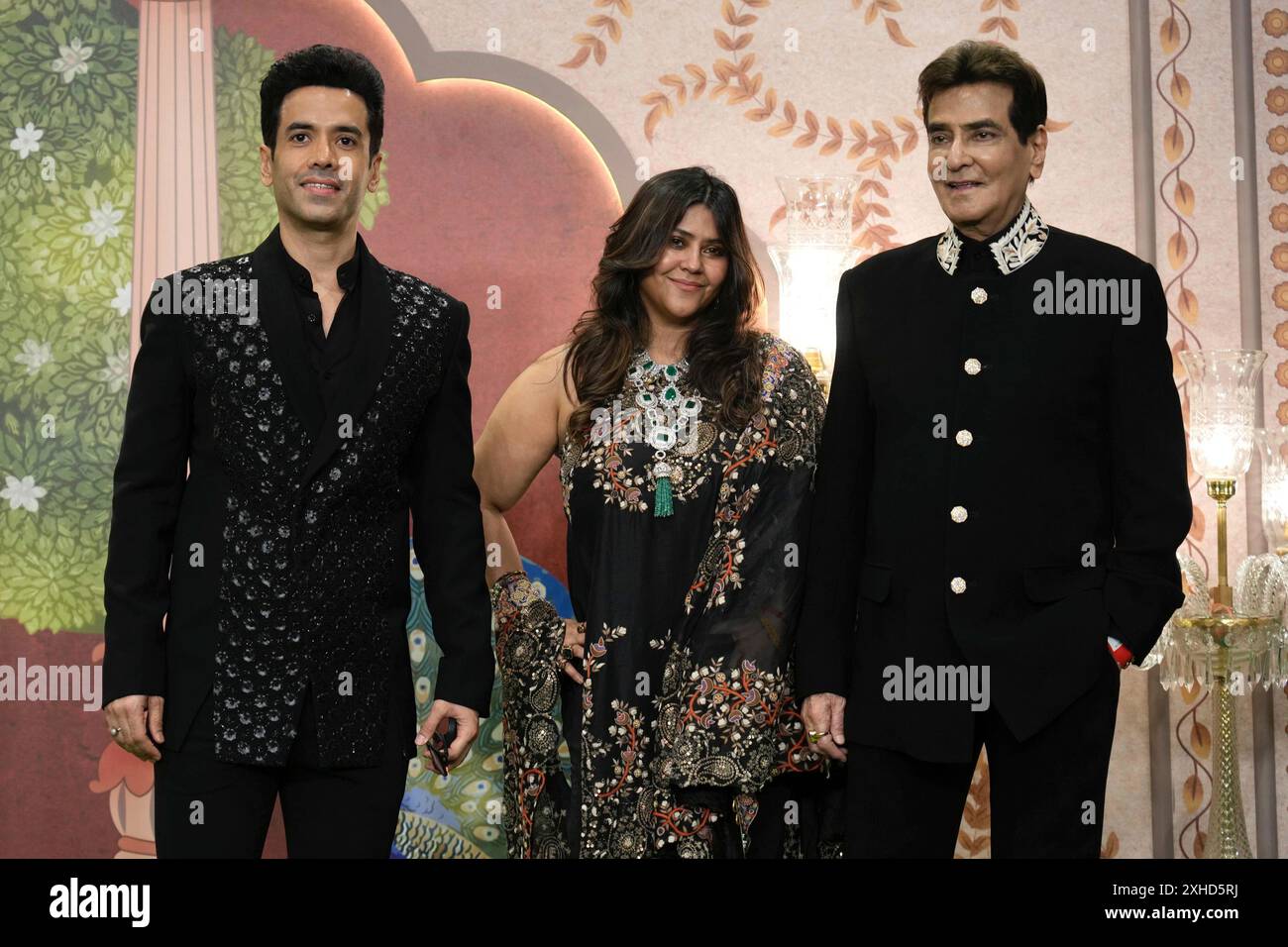 Indian actor Jeetendra, right, poses for a picture with his daughter ...