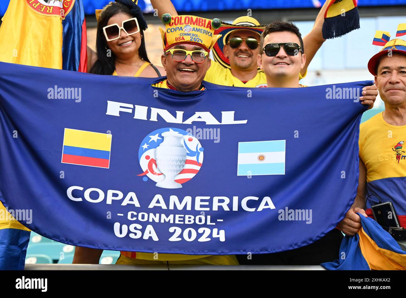 14. Juli 2024: Miami Gardens, Florida, USA: Fans des Colômbia, Copa ...